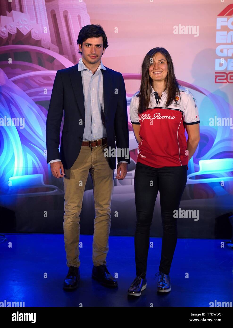 Carlos Sainz McLaren driver and Tatiana Calderon F1 test driver Alfa ...