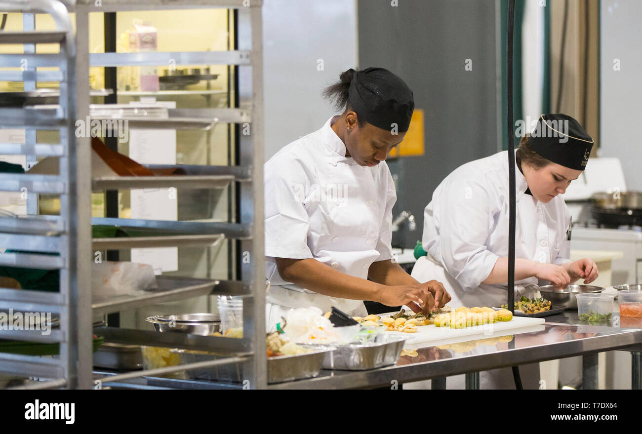 Toronto, Canada. 6th May, 2019. Students compete during the culinary arts sector of the 2019 ...