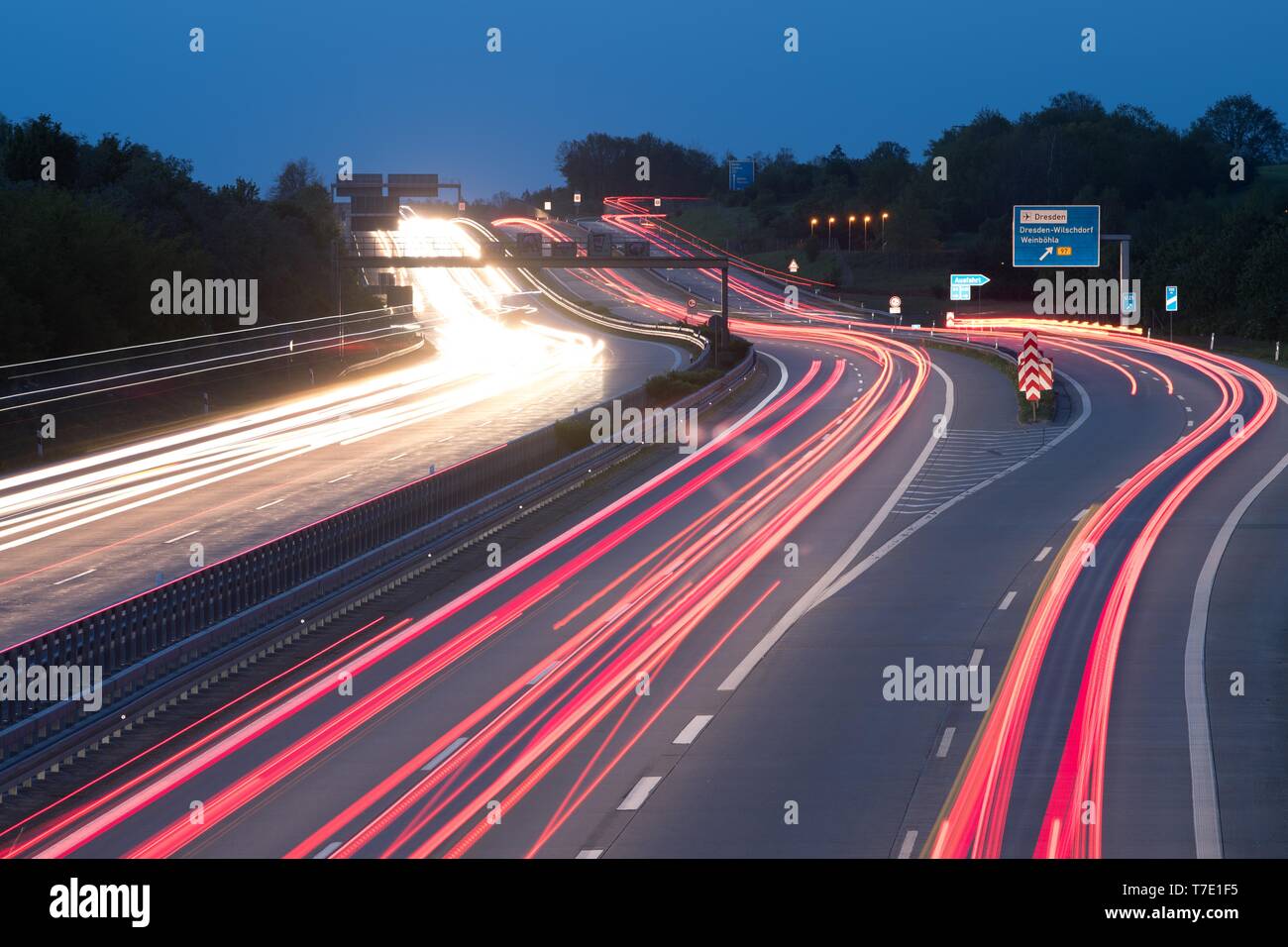 Dresden, Germany. 06th May, 2019. Cars drive on the Autobahn 4 and ...