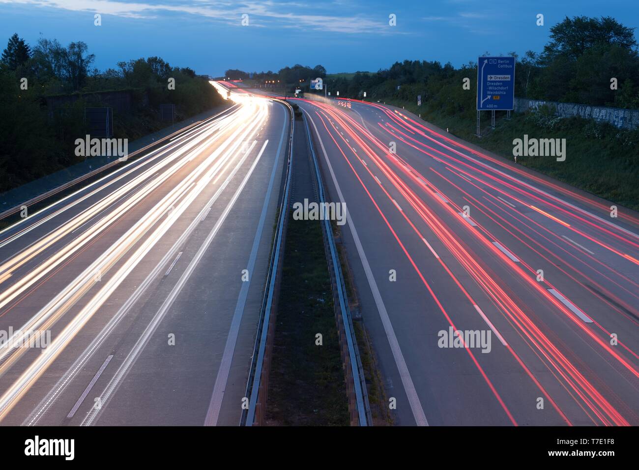 Dresden, Germany. 06th May, 2019. Cars drive on the Autobahn 4 and ...