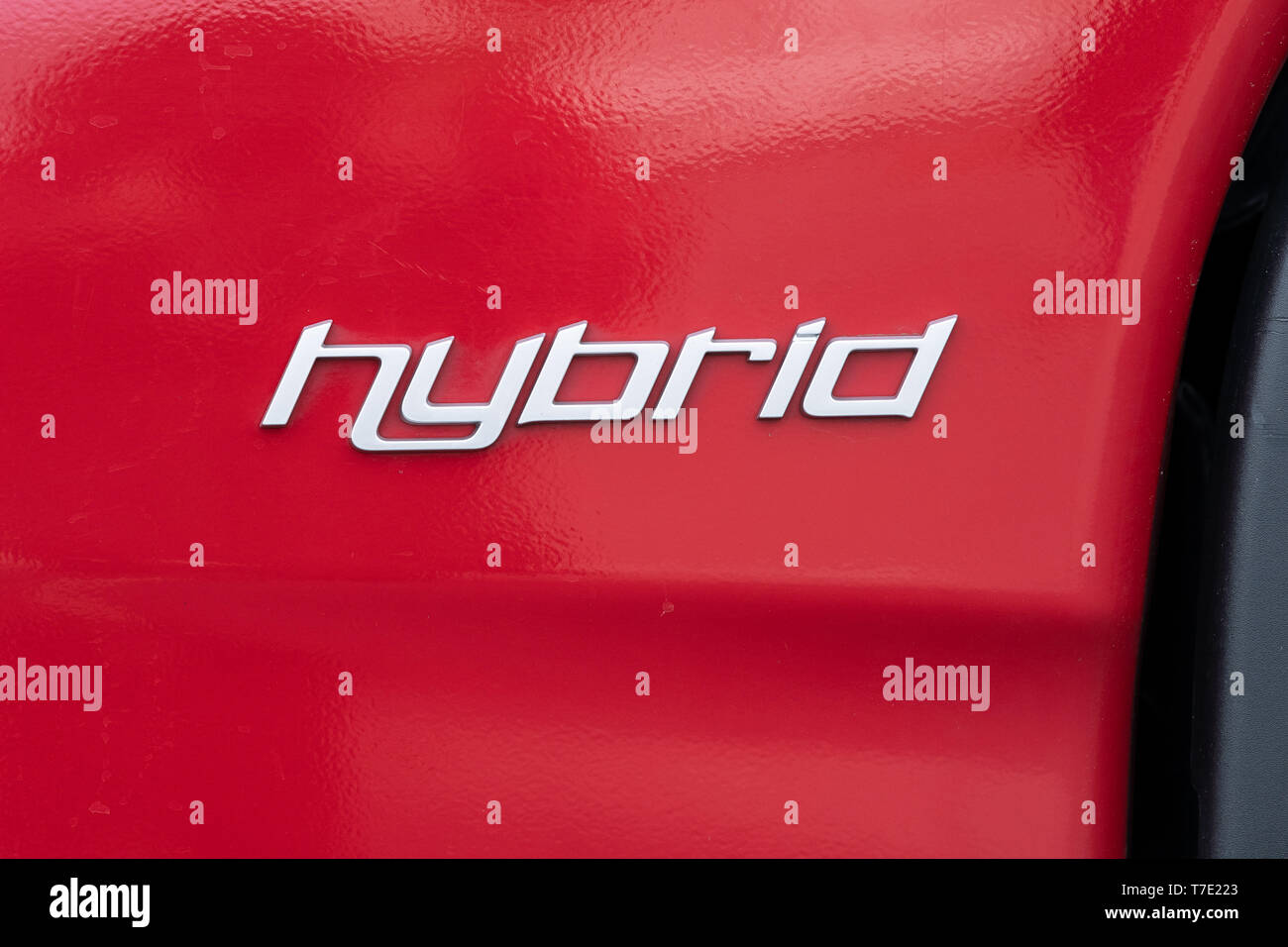 Darmstadt, Germany. 07th May, 2019. The "Hybrid" lettering can be seen ...