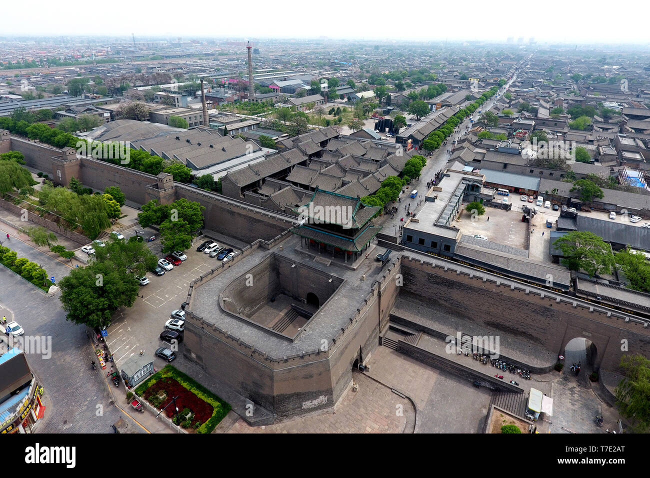 Pingyao. 7th May, 2019. Aerial photo taken on May 7, 2019 shows the ...