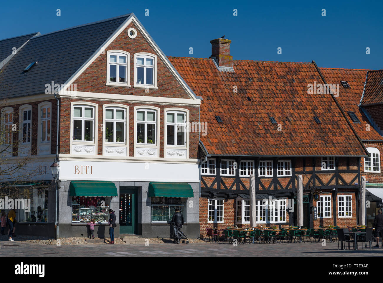 19.04.2019, Denmark, Ribe: City view of Ribe. Ribe is the oldest city ...