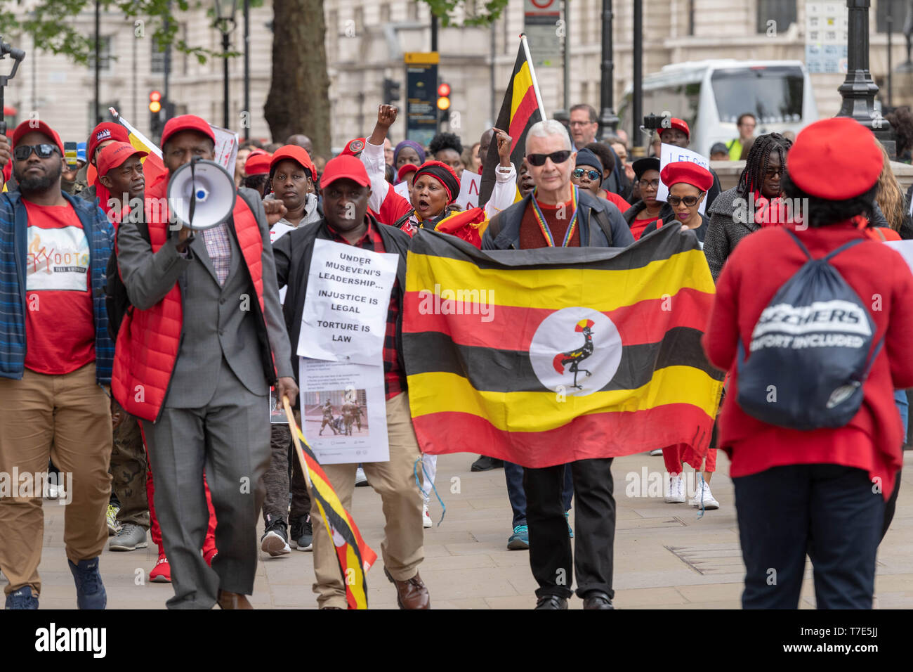 London, UK. 7th May 2019. London based Ugandans protest in Whitehall ...
