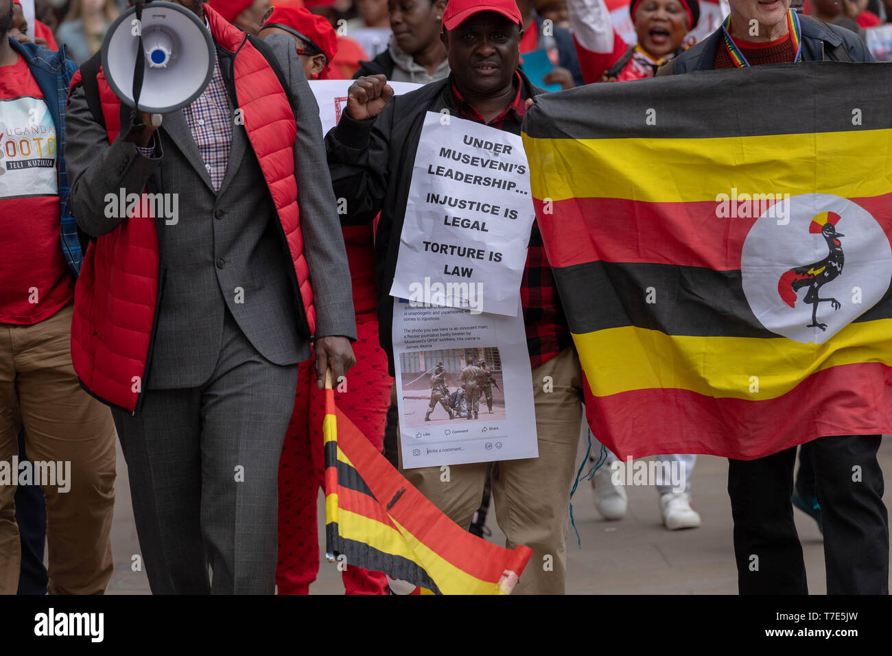 London, UK. 7th May 2019. London based Ugandans protest in Whitehall ...