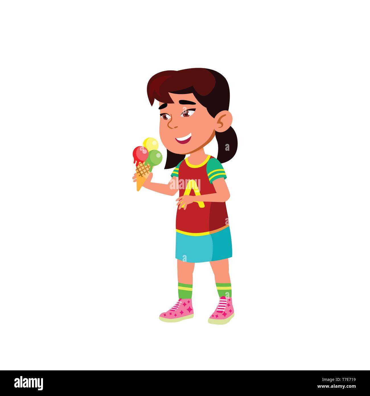 Asian Child Girl Cartoon Isolated Vector Illustration Stock Vector ...