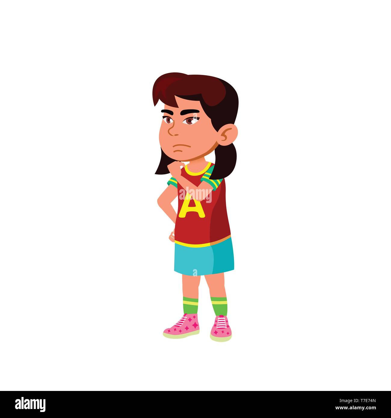 Asian Child Girl Cartoon Isolated Vector Illustration Stock Vector ...