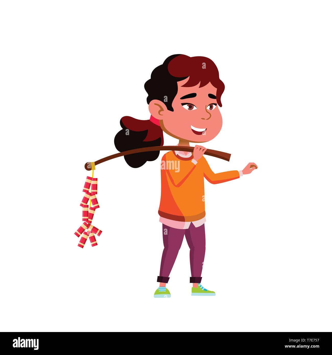 Asian Child Girl Cartoon Isolated Vector Illustration Stock Vector ...