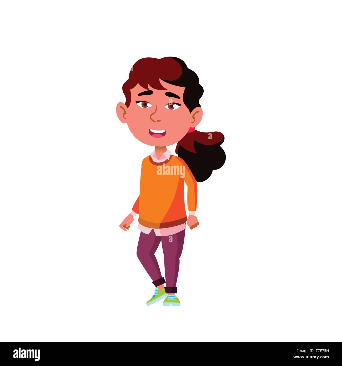 Asian Child Girl Cartoon Isolated Vector Illustration Stock Vector ...