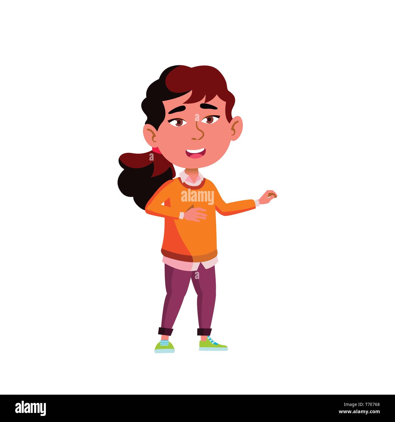 Asian Child Girl Cartoon Isolated Vector Illustration Stock Vector ...