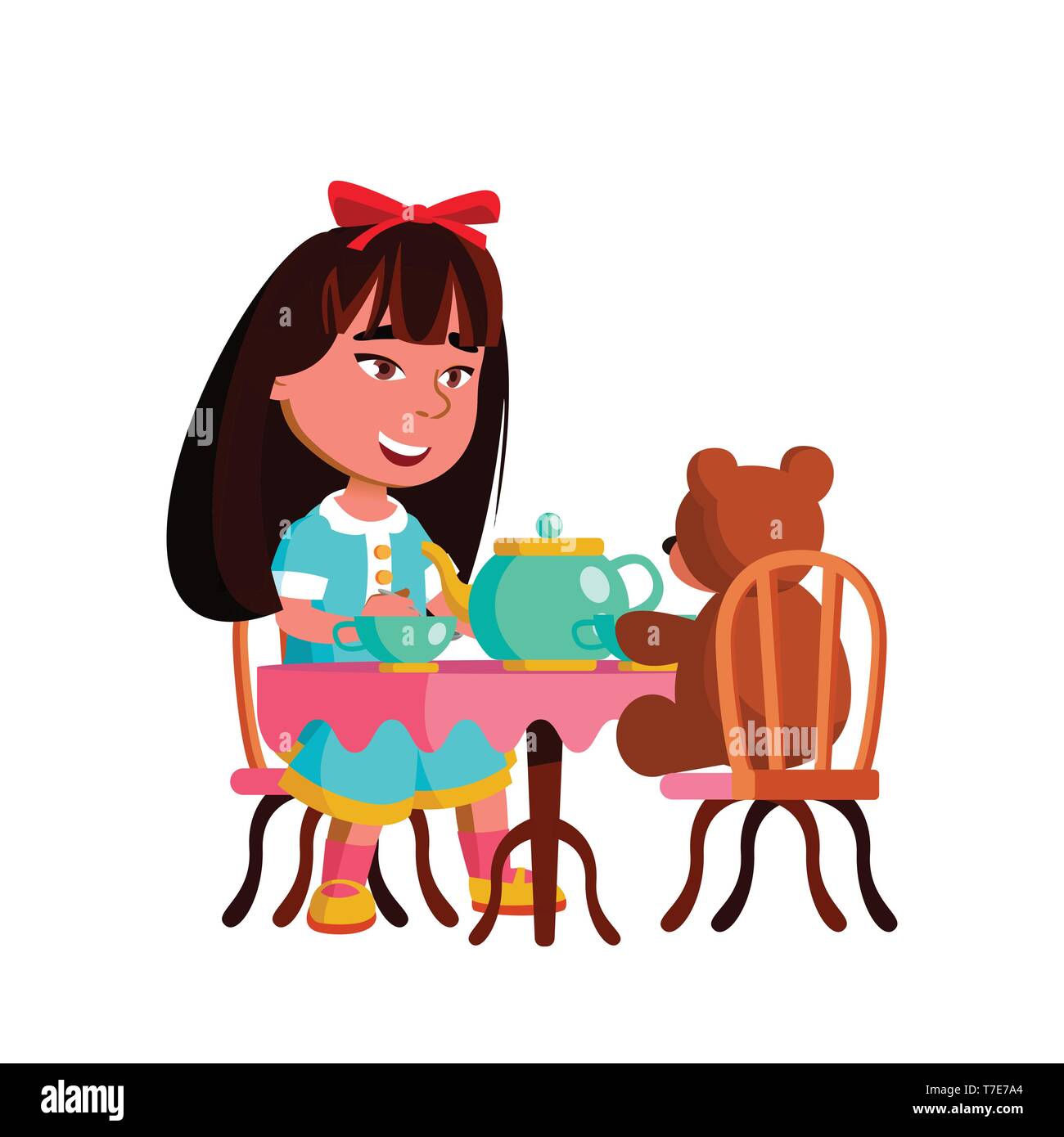 Asian Child Girl Cartoon Isolated Vector Illustration Stock Vector ...