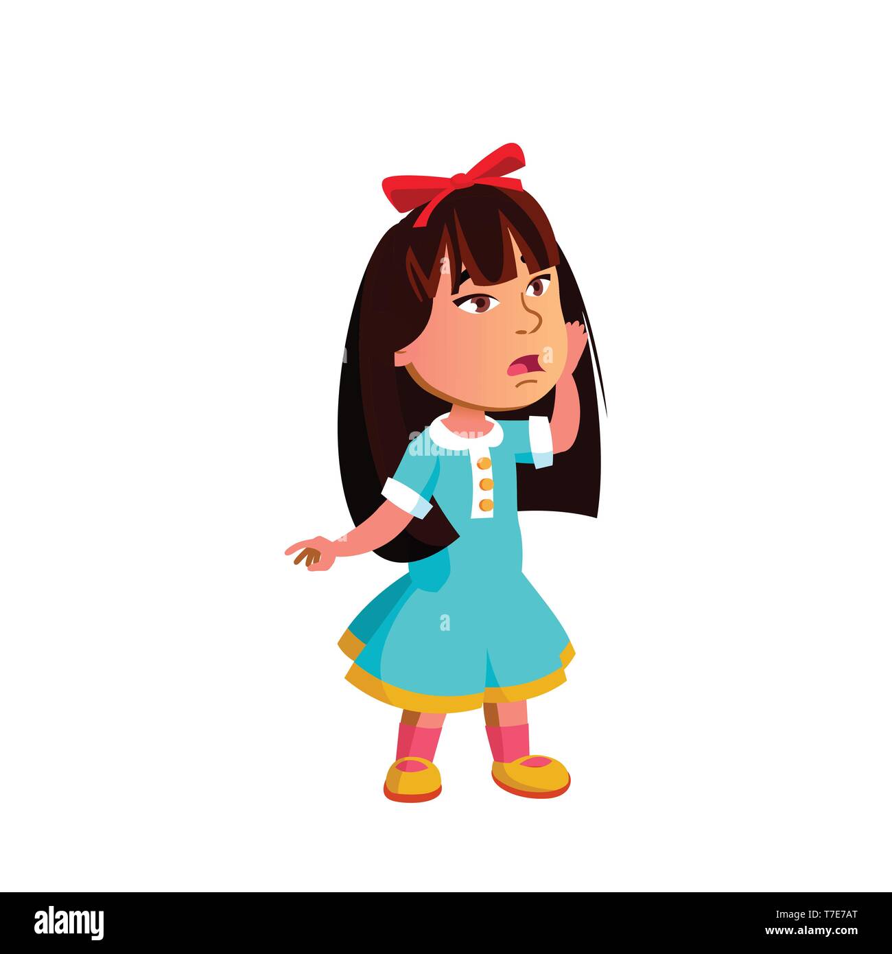 Asian Child Girl Cartoon Isolated Vector Illustration Stock Vector ...