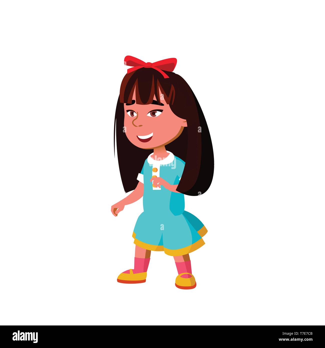 Asian Child Girl Cartoon Isolated Vector Illustration Stock Vector ...