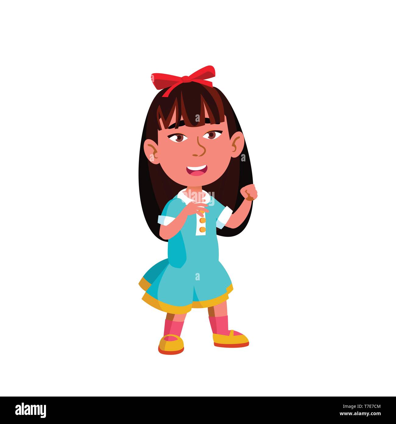 Asian Child Girl Cartoon Isolated Vector Illustration Stock Vector ...