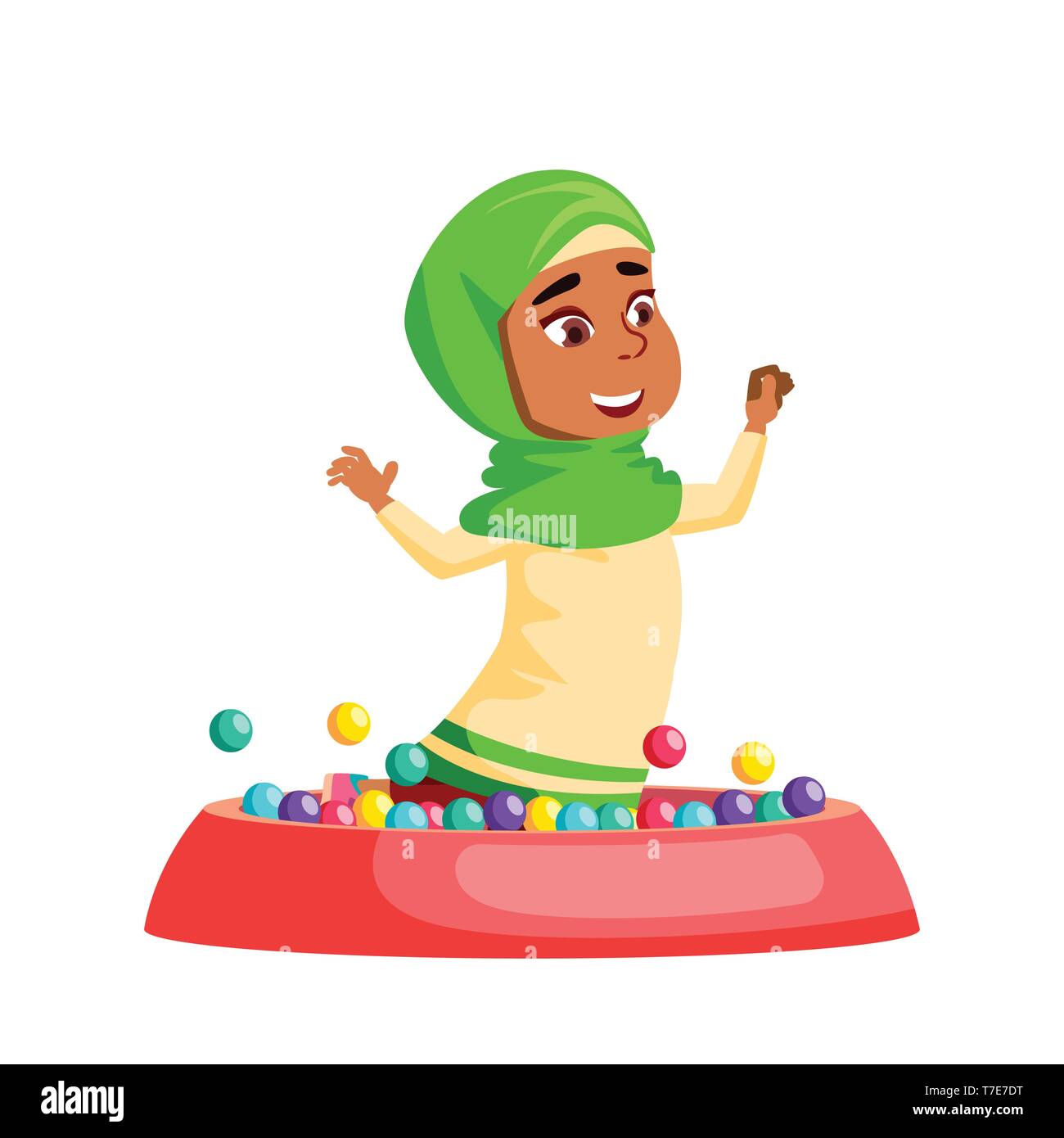Arab, Muslim Child Girl Cartoon Isolated Vector Illustration Stock ...