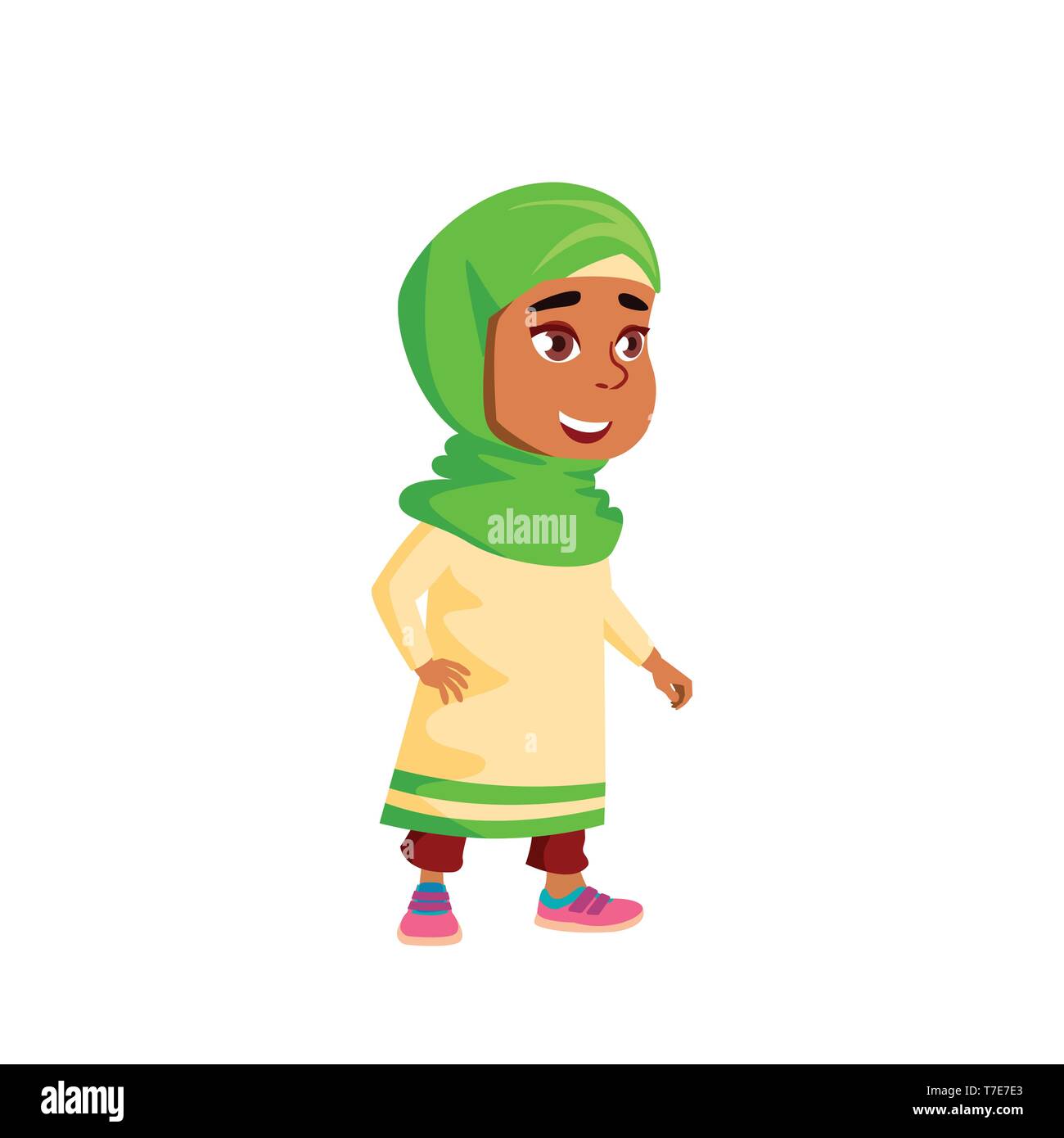 Arab, Muslim Child Girl Cartoon Isolated Vector Illustration Stock ...