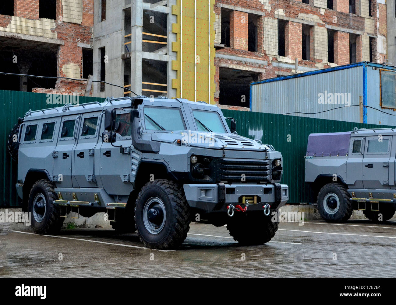 Minsk, Belarus, 06.05.2019: New Russian military armored car 4x4 `Buran ...