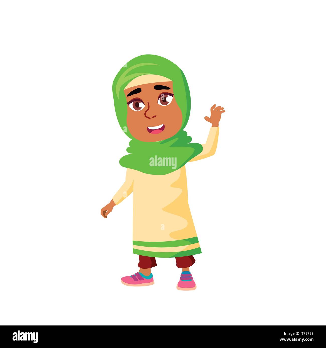 Arab, Muslim Child Girl Cartoon Isolated Vector Illustration Stock ...