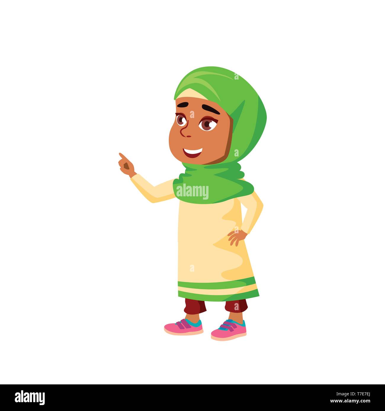 Arab, Muslim Child Girl Cartoon Isolated Vector Illustration Stock ...