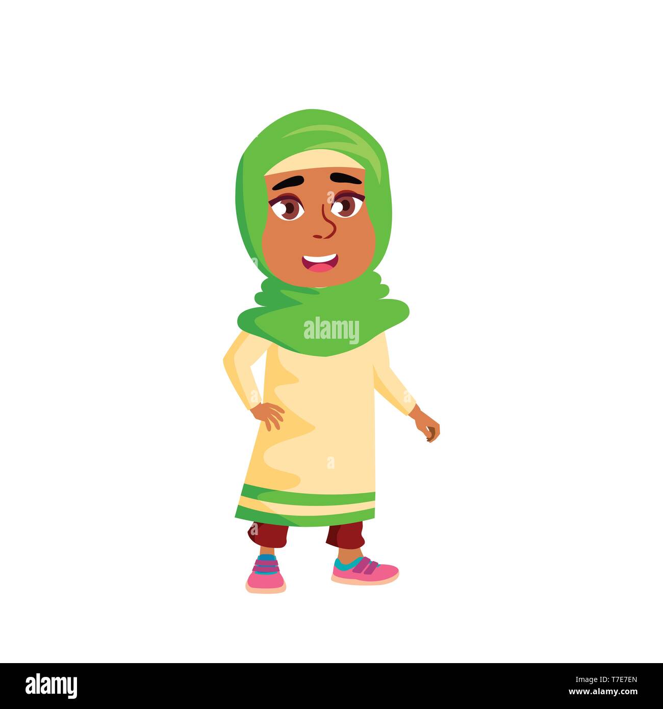 Arab, Muslim Child Girl Cartoon Isolated Vector Illustration Stock ...