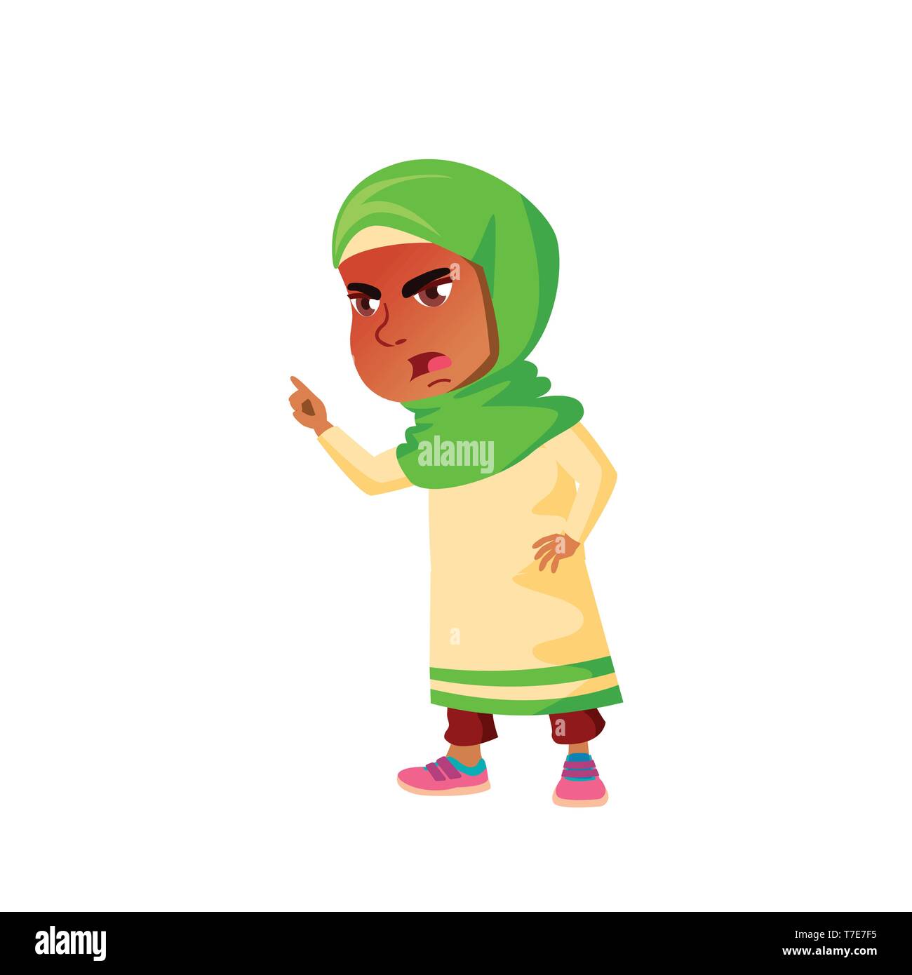 Arab, Muslim Child Girl Cartoon Isolated Vector Illustration Stock ...