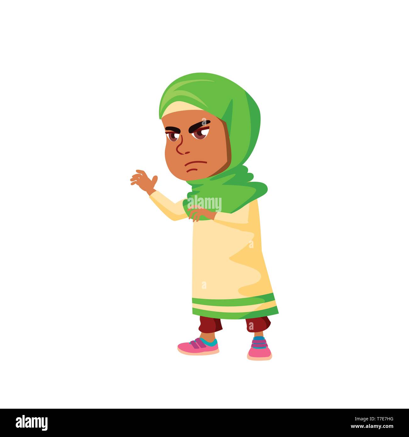 Arab, Muslim Child Girl Cartoon Isolated Vector Illustration Stock ...