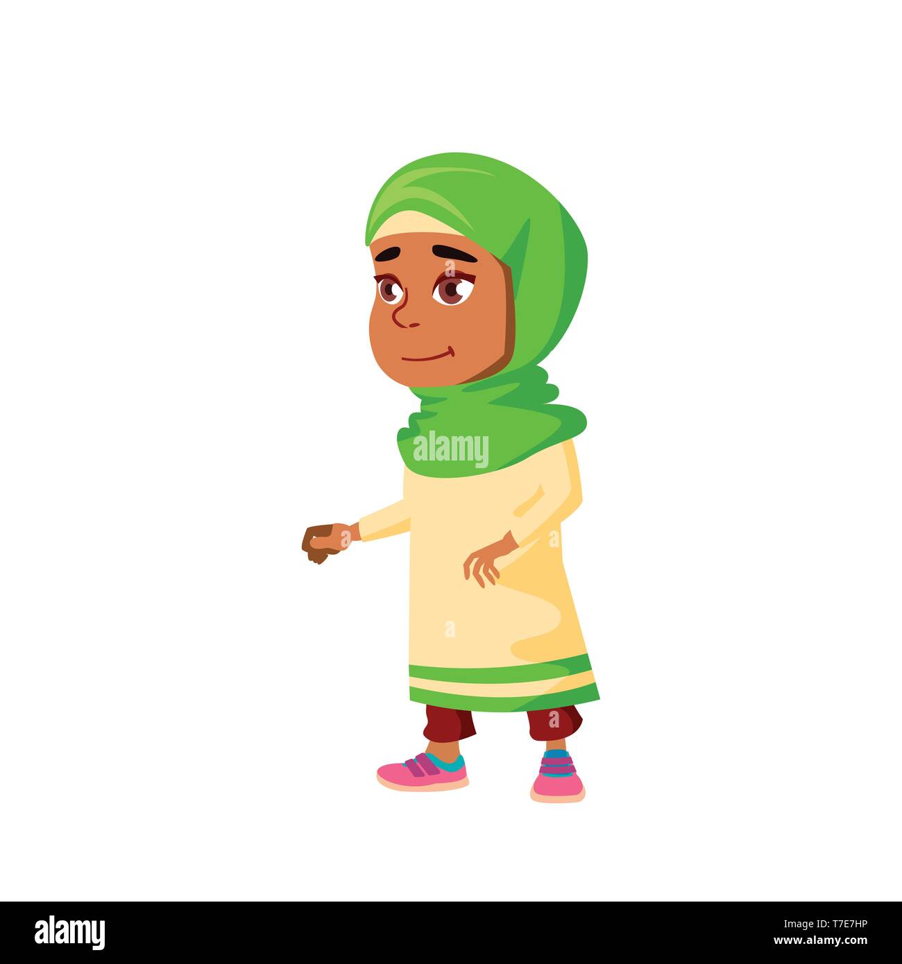 Arab, Muslim Child Girl Cartoon Isolated Vector Illustration Stock ...