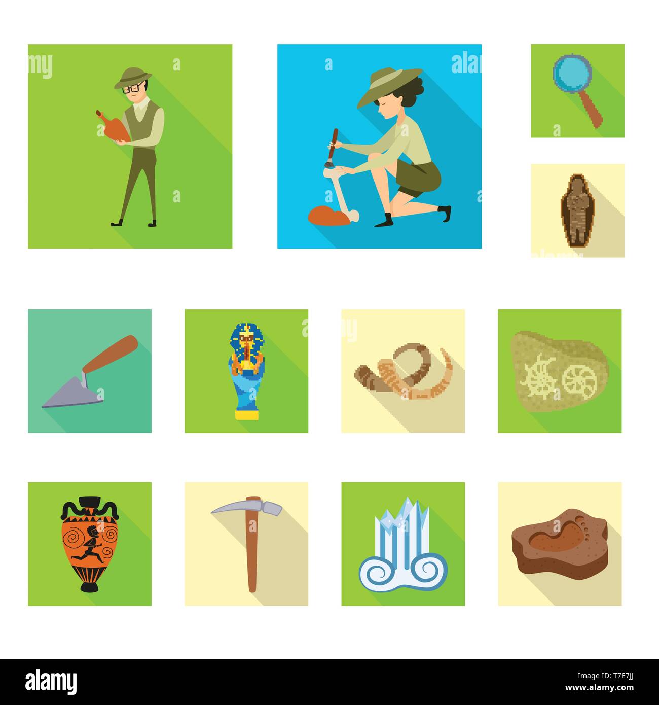 Vector illustration of story and items sign. Set of story and ...