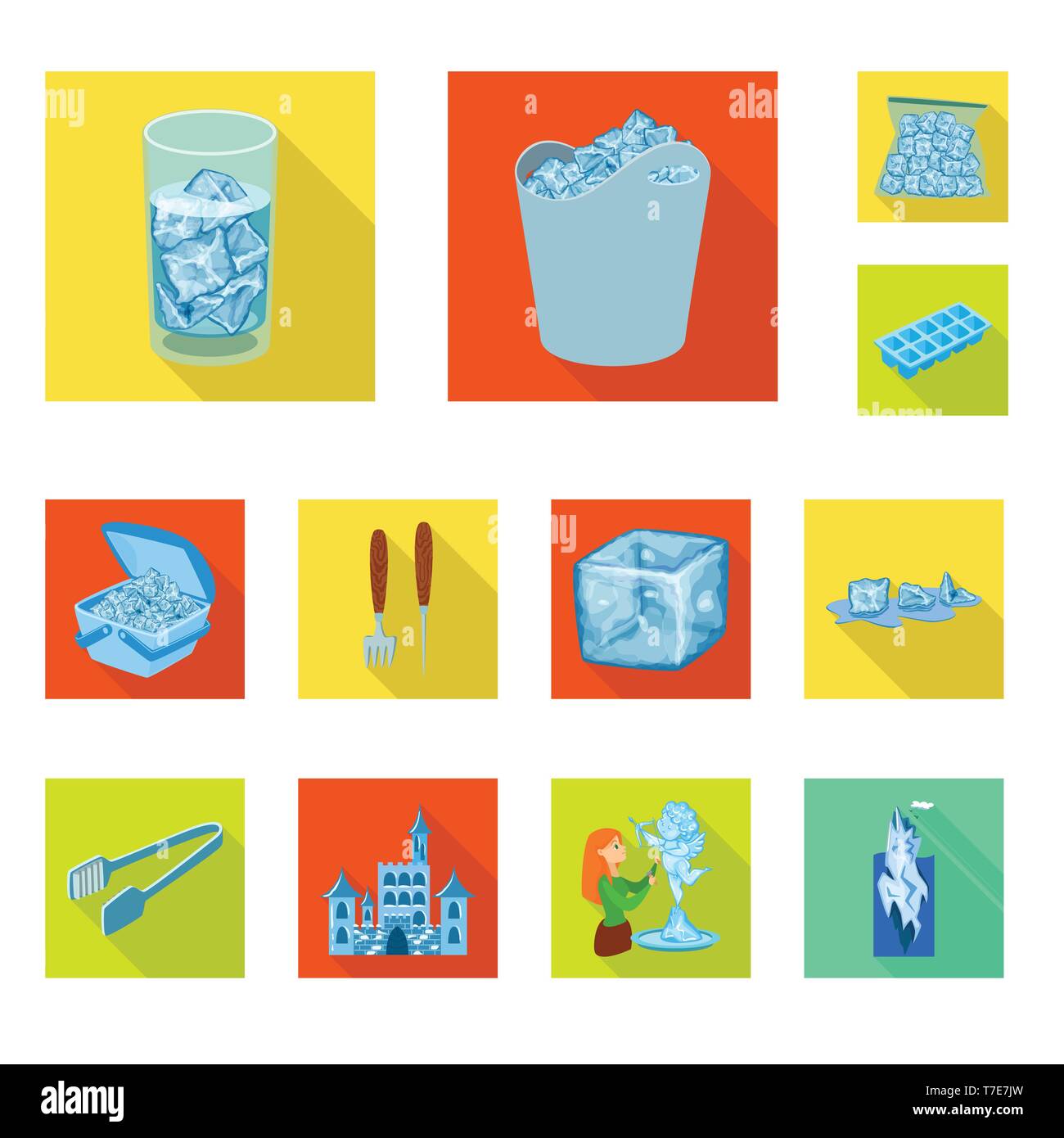 Vector illustration of texture and frozen icon. Set of texture and ...