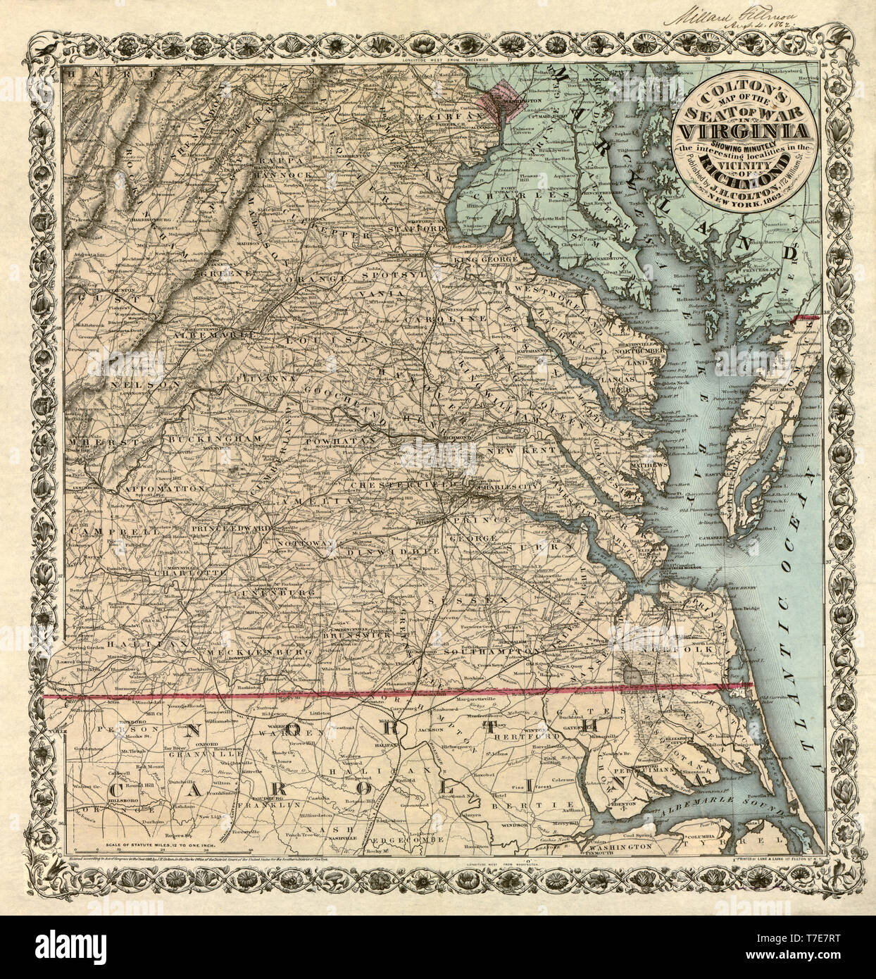 Colton's map of the seat of war in Virginia, Published by J.H. Colton ...