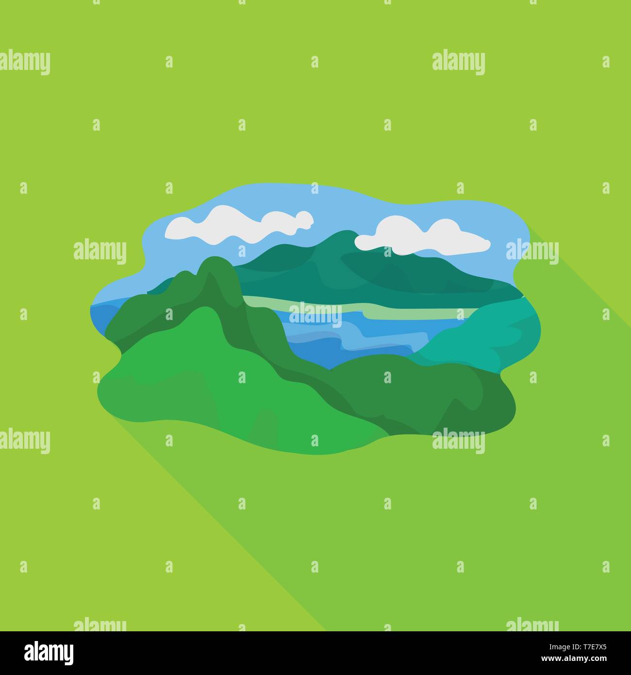 Vector design of mountain and lake logo. Set of mountain and forest ...