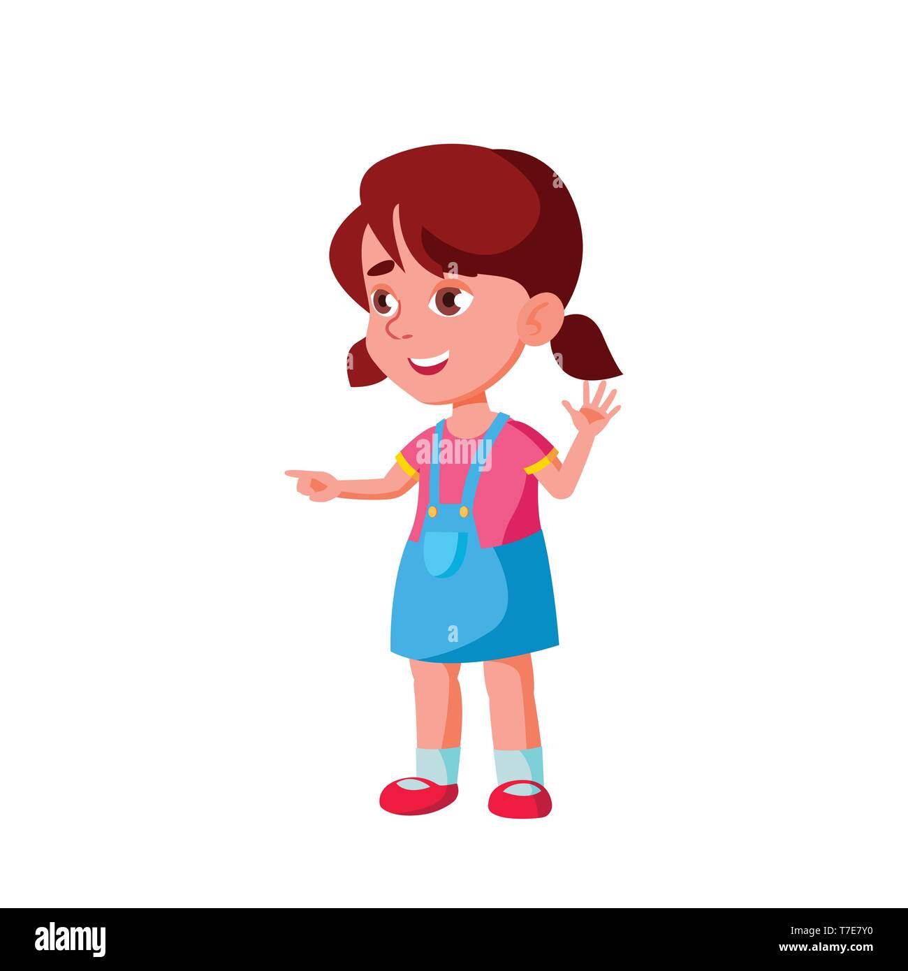 Caucasian Child Girl Cartoon Isolated Vector Illustration Stock Vector ...