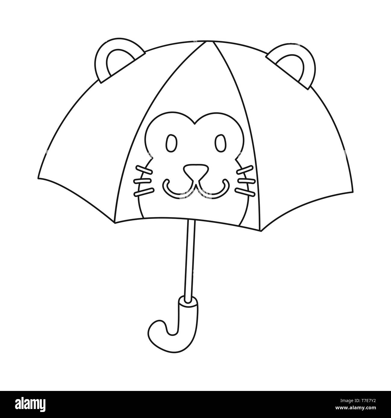 Isolated object of parasol and children sign. Set of parasol and ...