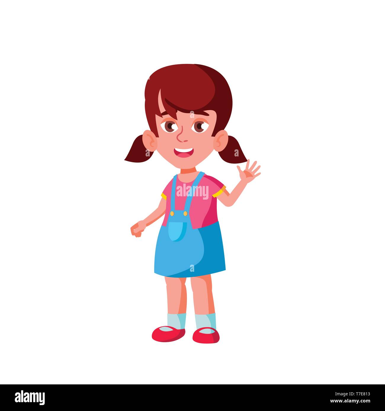 Caucasian Child Girl Cartoon Isolated Vector Illustration Stock Vector ...