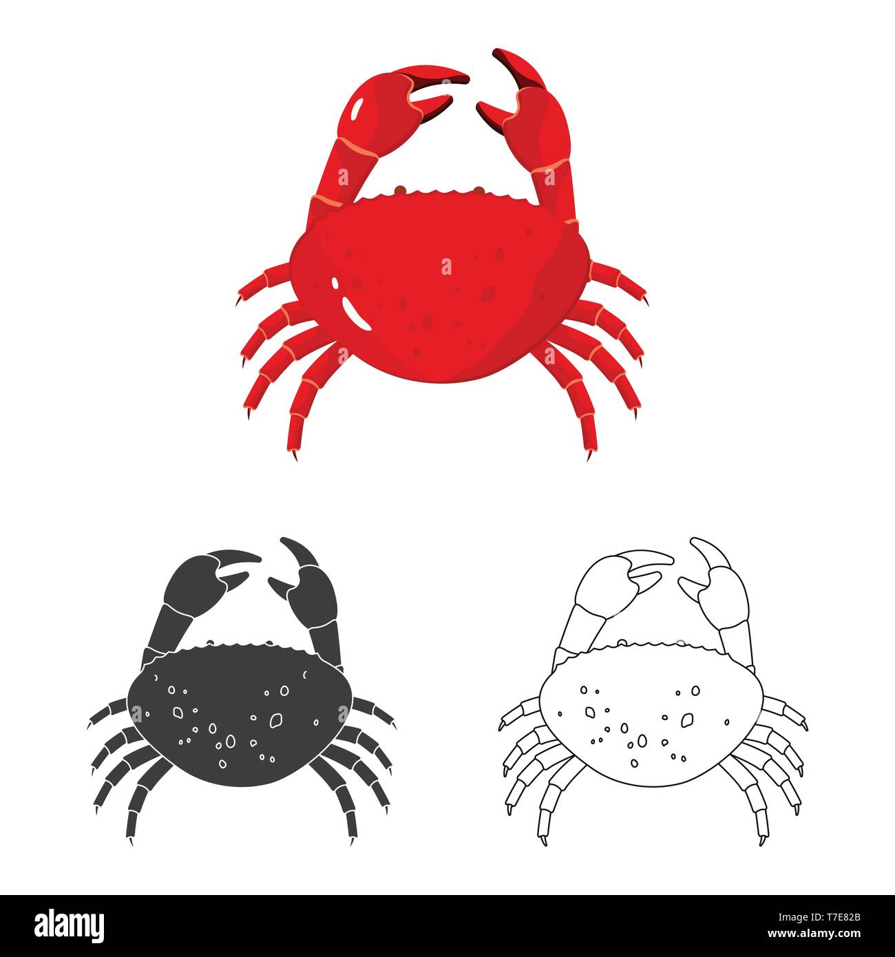 Isolated object of crab and seafood sign. Collection of crab and sea ...