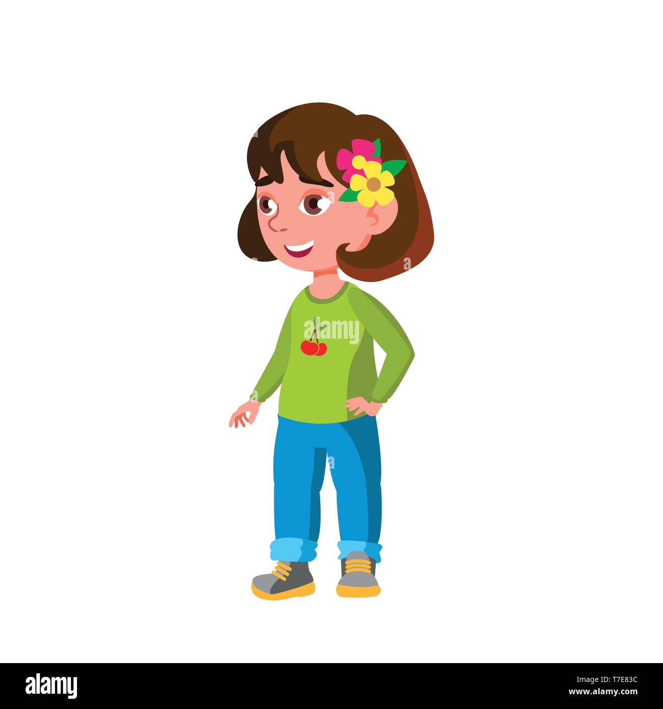 Caucasian Child Girl Cartoon Isolated Vector Illustration Stock Vector ...