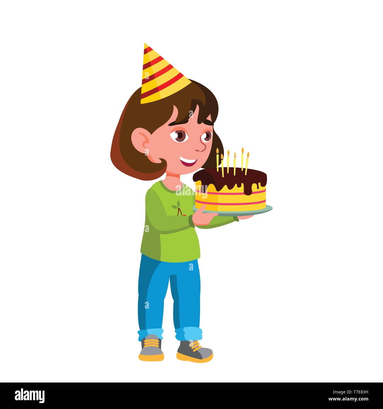 Caucasian Child Girl Cartoon Isolated Vector Illustration Stock Vector ...
