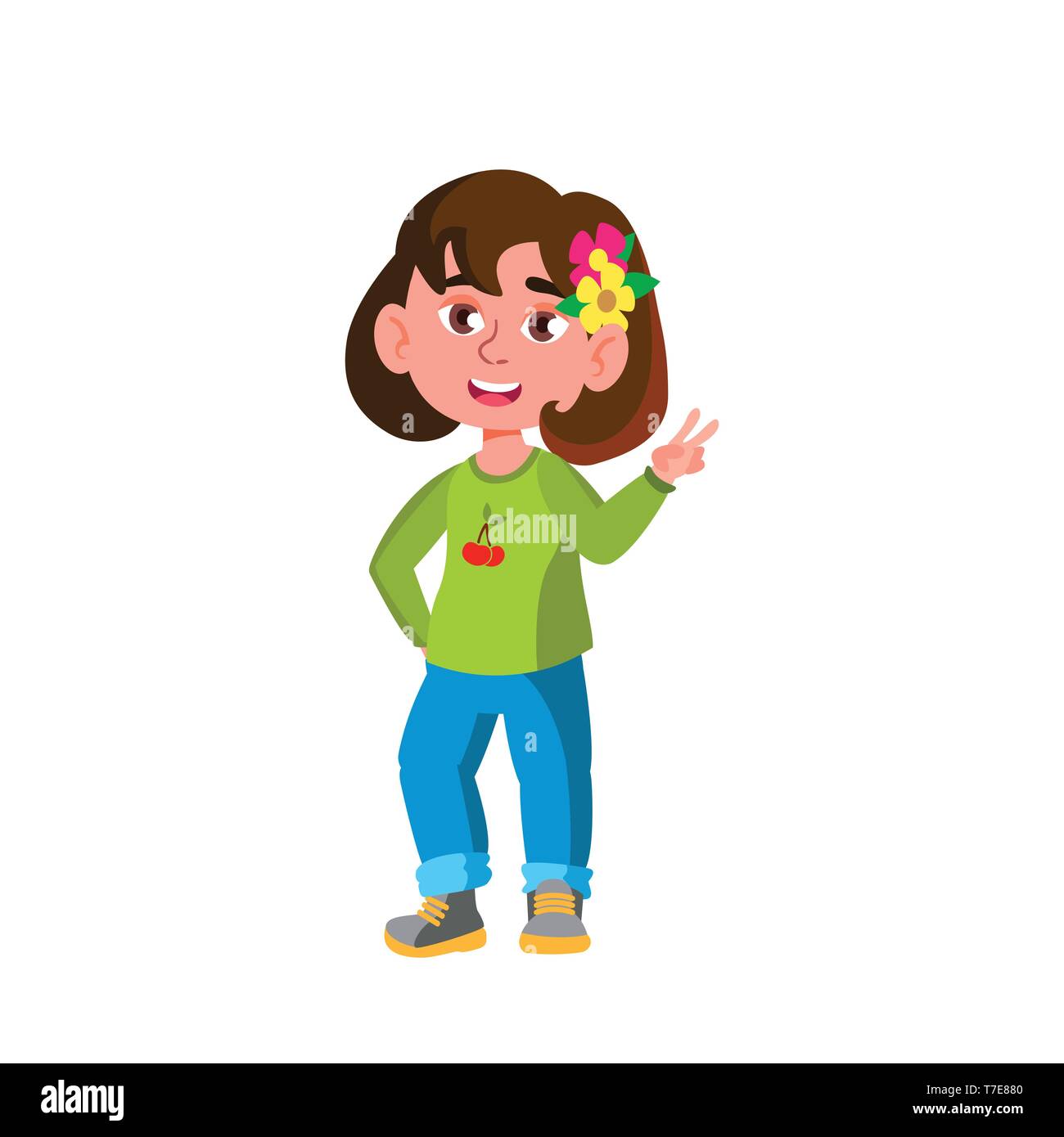 Caucasian Child Girl Cartoon Isolated Vector Illustration Stock Vector ...