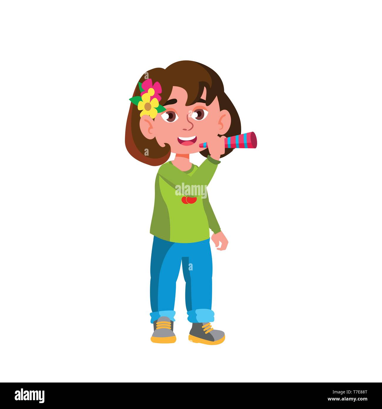 Caucasian Child Girl Cartoon Isolated Vector Illustration Stock Vector ...