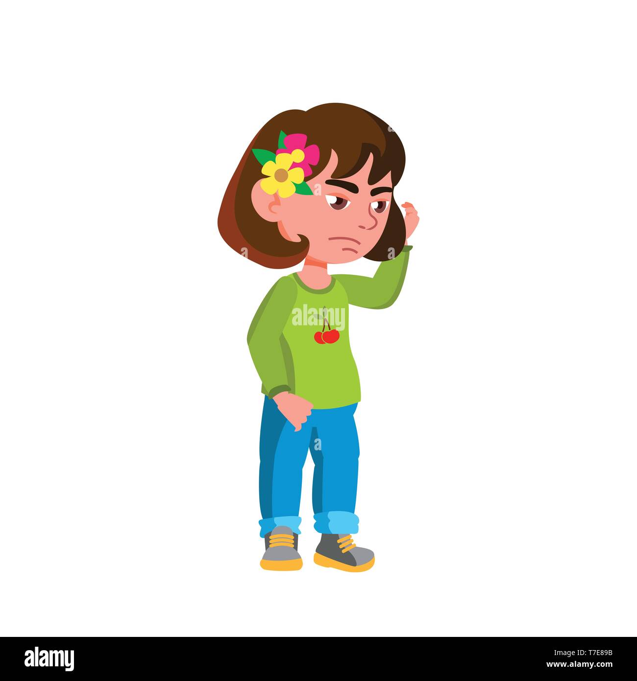 Caucasian Child Girl Cartoon Isolated Vector Illustration Stock Vector ...