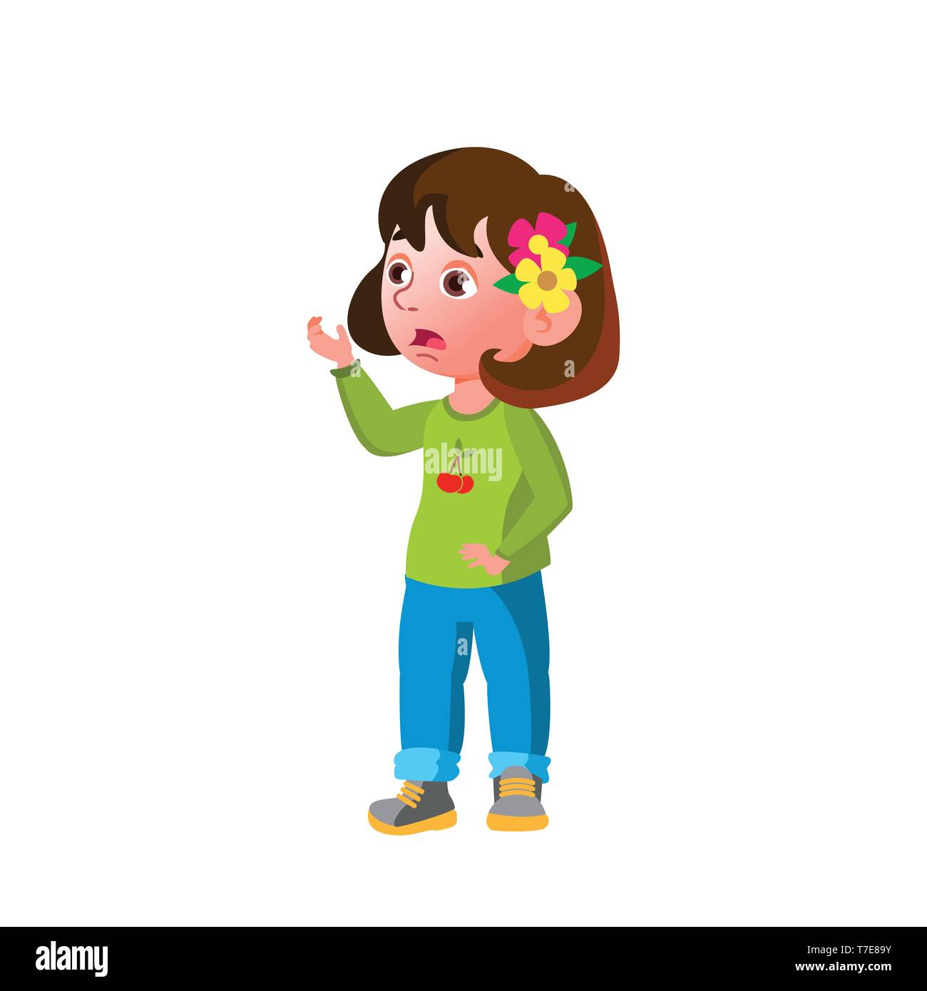 Caucasian Child Girl Cartoon Isolated Vector Illustration Stock Vector ...