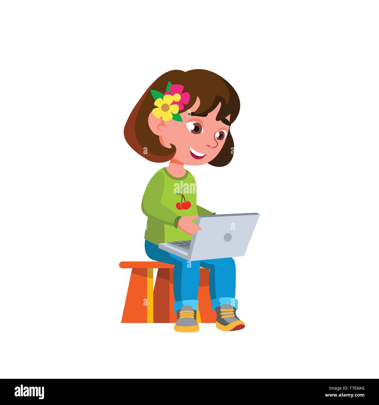 Caucasian Child Girl Cartoon Isolated Vector Illustration Stock Vector ...
