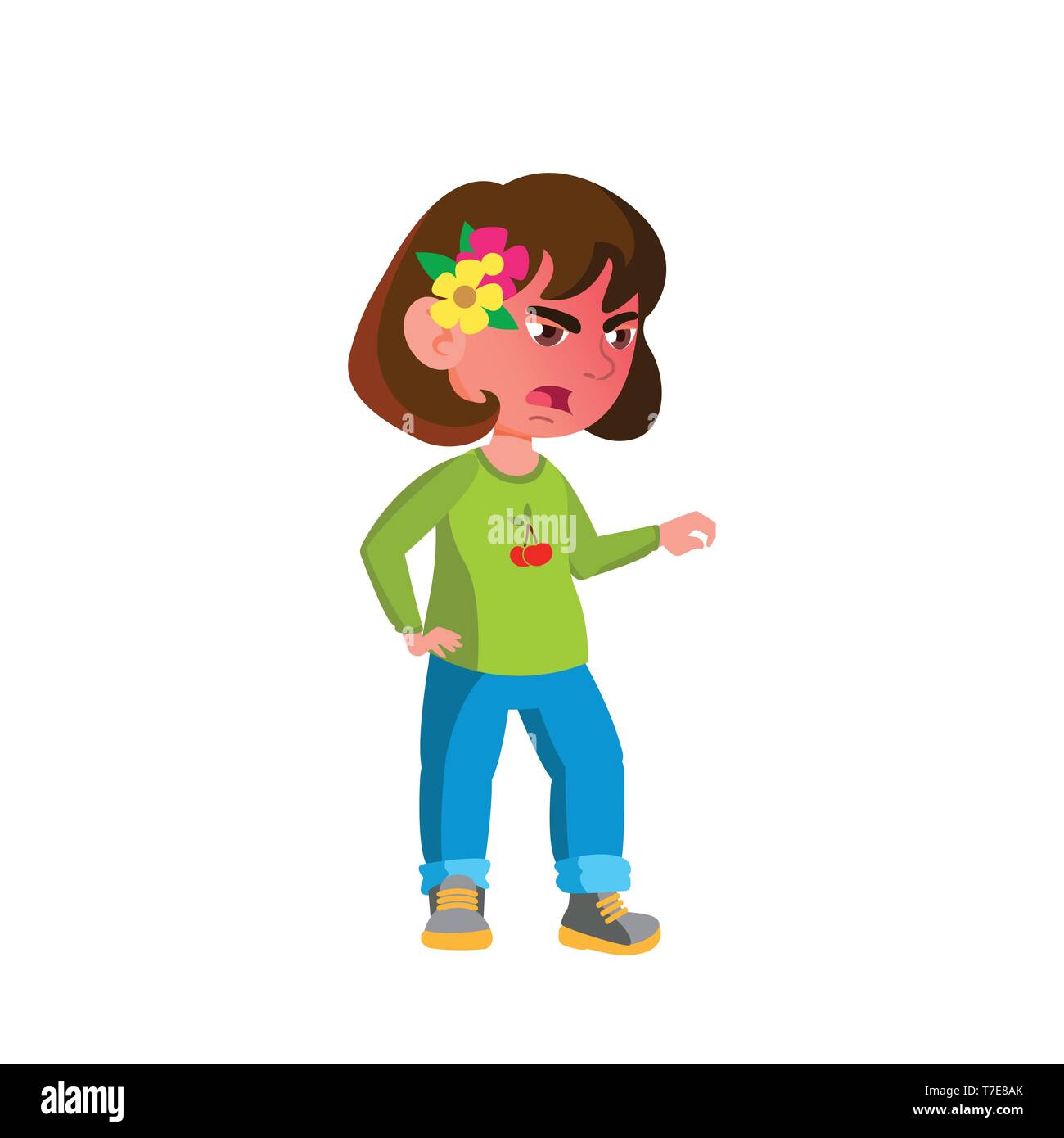 Caucasian Child Girl Cartoon Isolated Vector Illustration Stock Vector ...