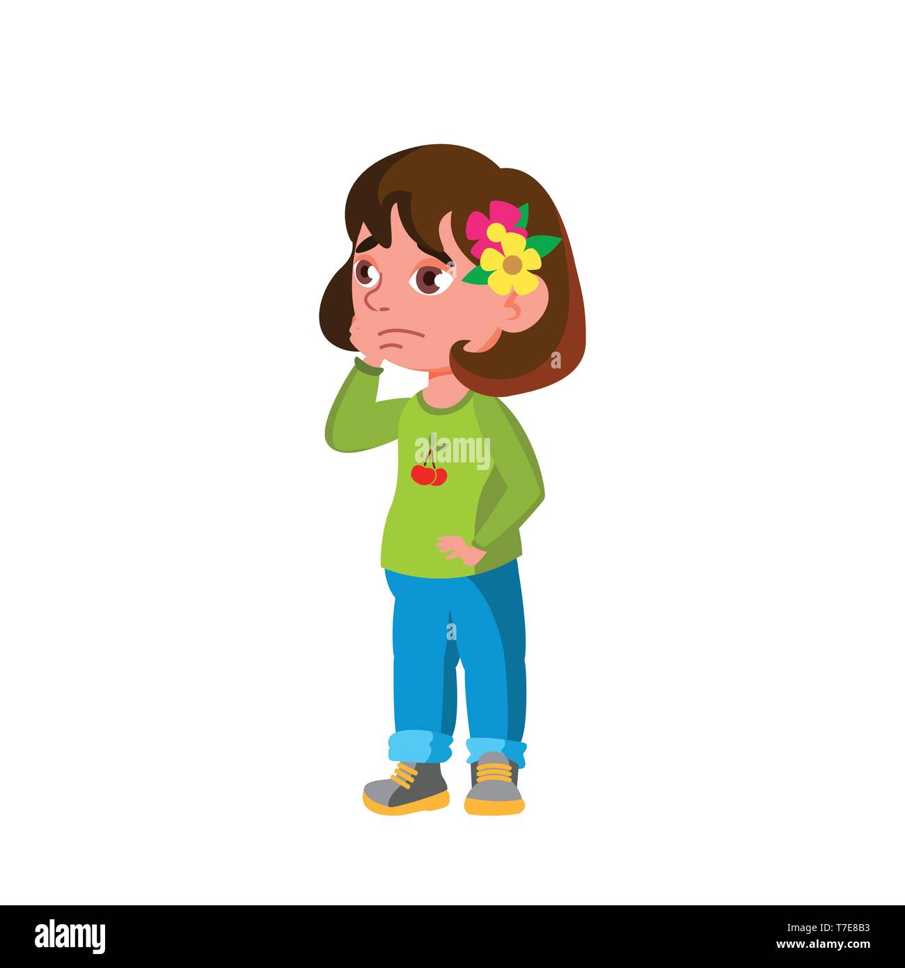 Caucasian Child Girl Cartoon Isolated Vector Illustration Stock Vector ...