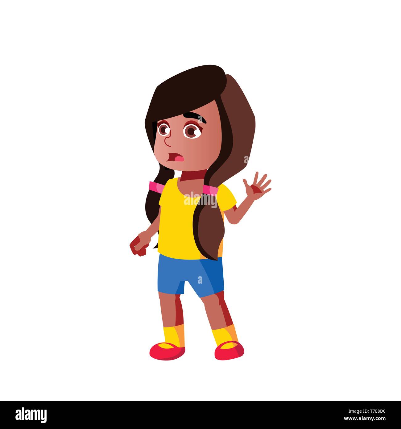 Black, African American Child Girl Cartoon Isolated Vector Illustration ...