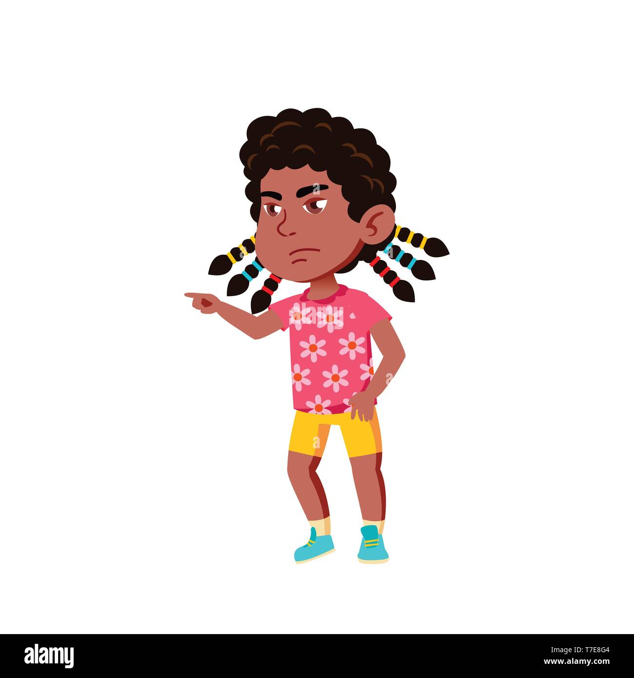 Black, African American Child Girl Cartoon Isolated Vector Illustration ...