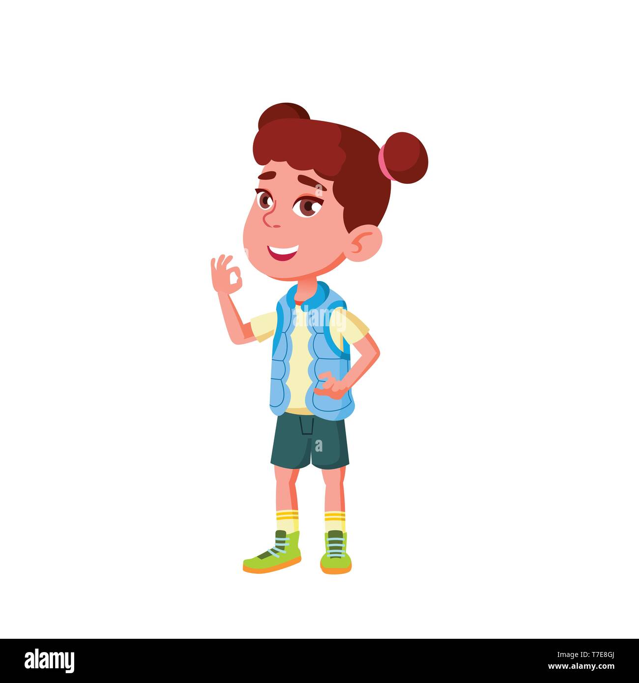 Caucasian Child Girl Cartoon Isolated Vector Illustration Stock Vector ...