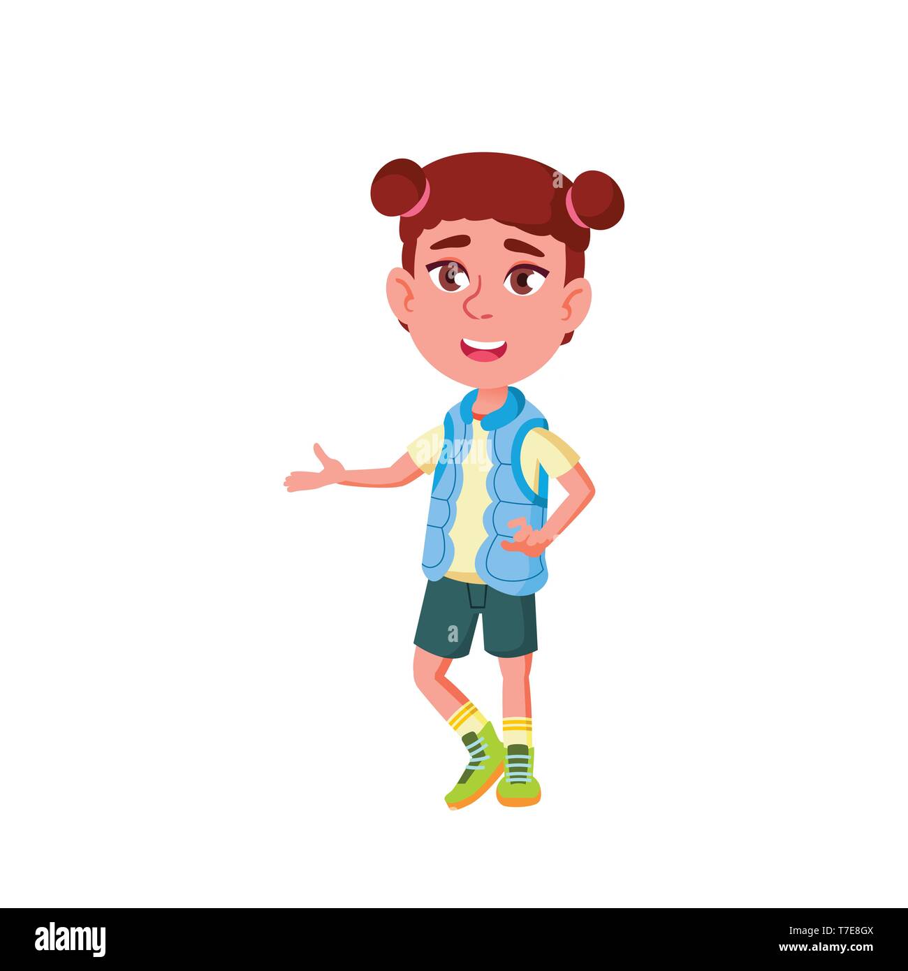 Caucasian Child Girl Cartoon Isolated Vector Illustration Stock Vector ...