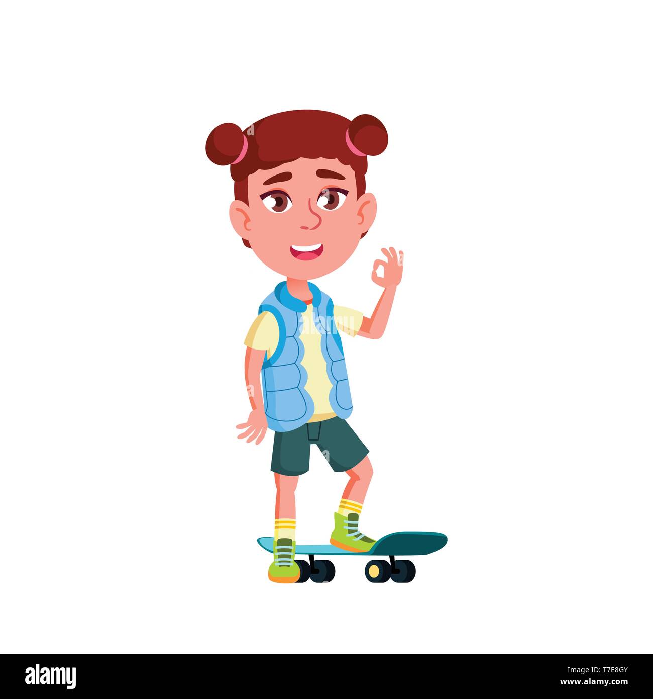 Caucasian Child Girl Cartoon Isolated Vector Illustration Stock Vector ...