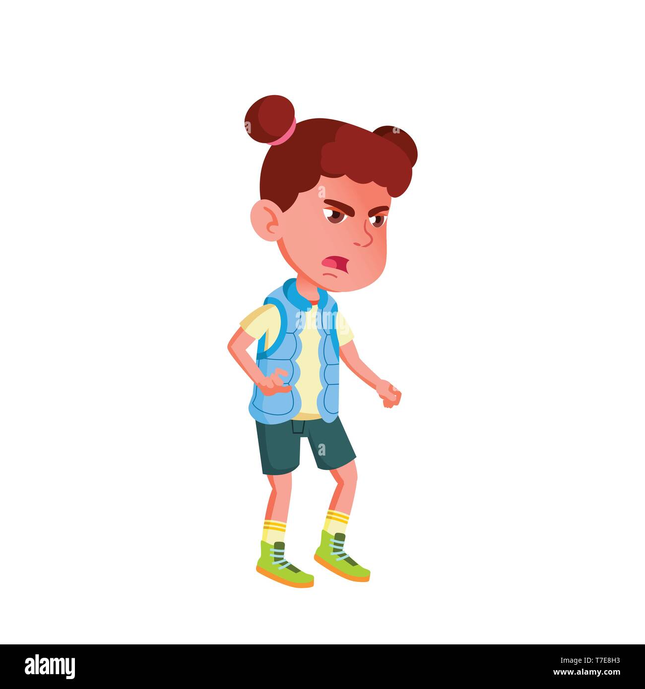 Caucasian Child Girl Cartoon Isolated Vector Illustration Stock Vector ...